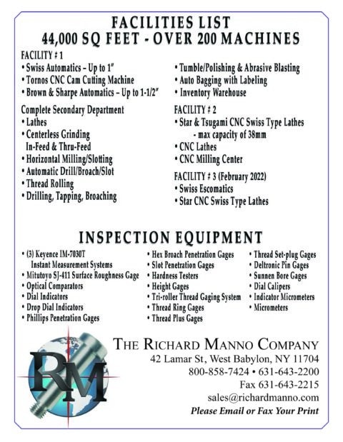 Facilities List (Image) - Richard Manno Inventory